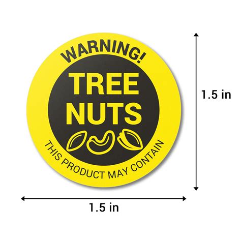 300 Labels 1 Roll Tree Nuts Allergy Warning Stickers