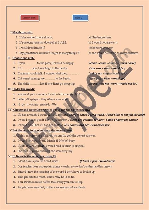 The Conditional Type 2 ESL Worksheet By Kalaa