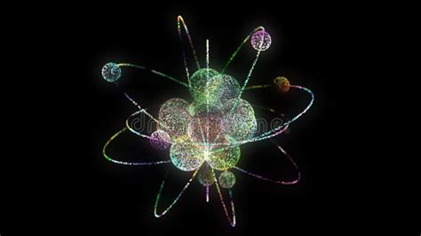 Atomic Structure Of Particle On Black Background Stock Illustration