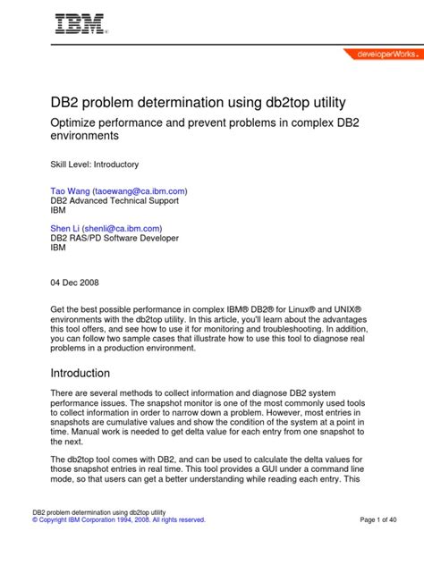 db2 problem determination using db2top utility pdf ibm db2 sql