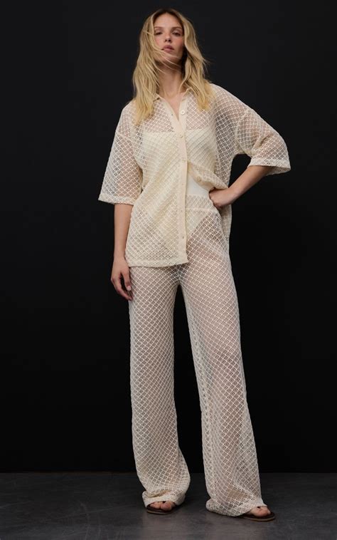 Штани Mesh у сітку Молочний Coosh