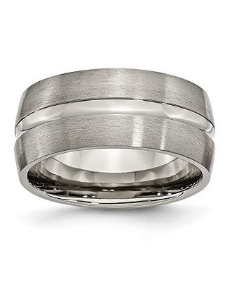 Chisel Titanium Brushed And Polished Grooved Wedding Band Ring Macys