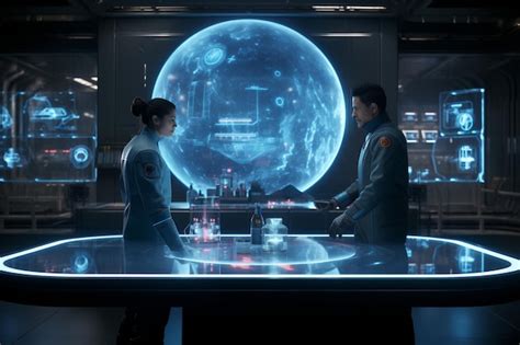 Premium AI Image Futuristic Tech Holographic Interface In Science Lab Premium AI Image Futuristic Tech Holographic Interface In Science Lab