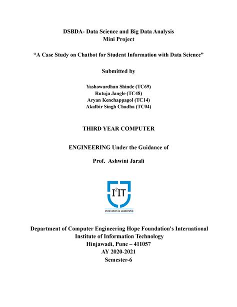 Case Study Dsbda DSBDA Data Science And Big Data Analysis Mini Project A Case Study On