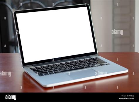 Mock Up Using Laptop With Blank Screen Computer Modern Stock Photo Alamy
