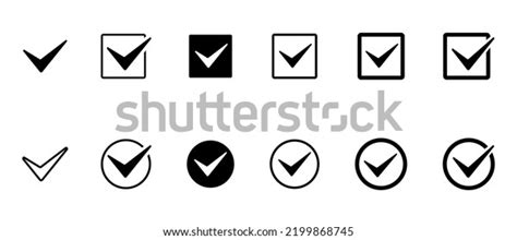 Check Mark Icon Set Square Circle Stock Vector Royalty Free Shutterstock