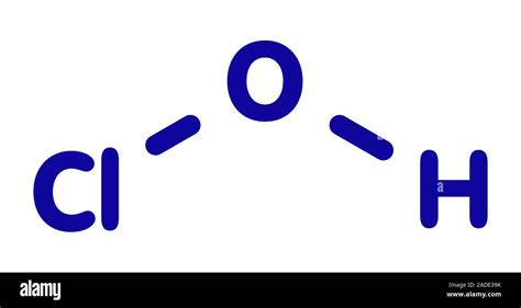 Hypochlorous Acid Hclo Disinfectant Molecule Formed When Chlorine Is Dissolved In Water Blue