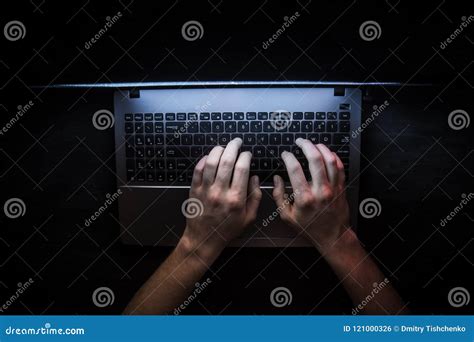Russian Hacker Hacking The Server In The Dark Web Deep Web Top View
