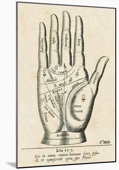 Palmistry Palm Diagram Mounted Giclee Print
