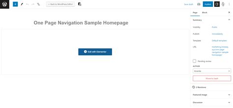how to create one page navigation in elementor [wordpress]