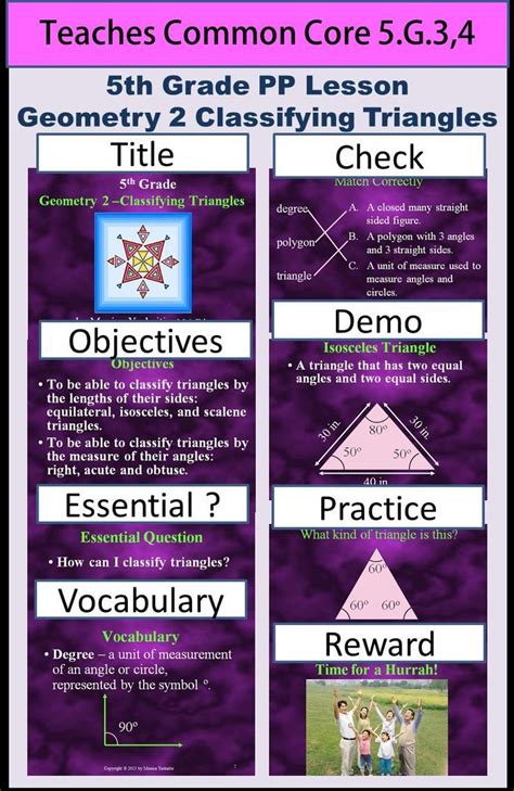 5th grade geometry 2 classifying triangles powerpoint lesson