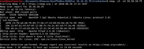 writeup nibbles hackthebox ironhackers