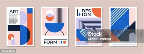 추상적인 현대 바우하우스 포스터 최소한의 스위스 복고풍 예술 디자인 그림 기하학적 모양의 템플릿 비즈니스 브로셔 인증서에 대한