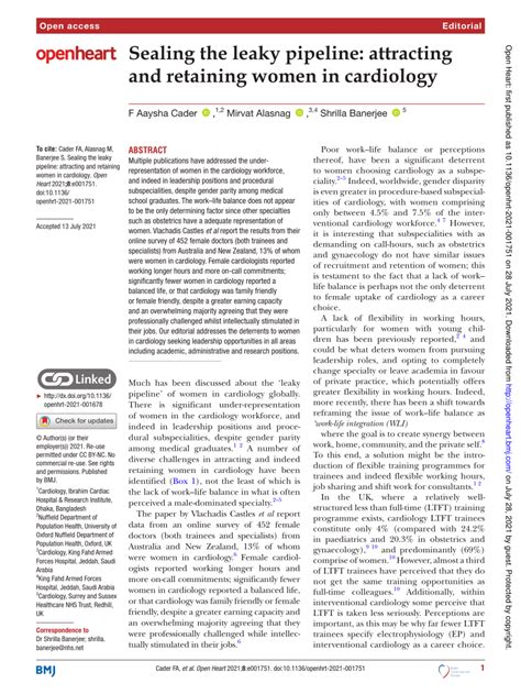 PDF Sealing The Leaky Pipeline Attracting And Retaining Women In Cardiology