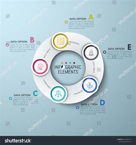 Circular Chart 5 White Overlapping Elements Stock Vector Royalty Free 618053714