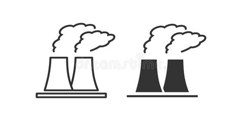 Factory Or Plant Icon Two Chimney Symbol Sign Smokestack Vector Stock