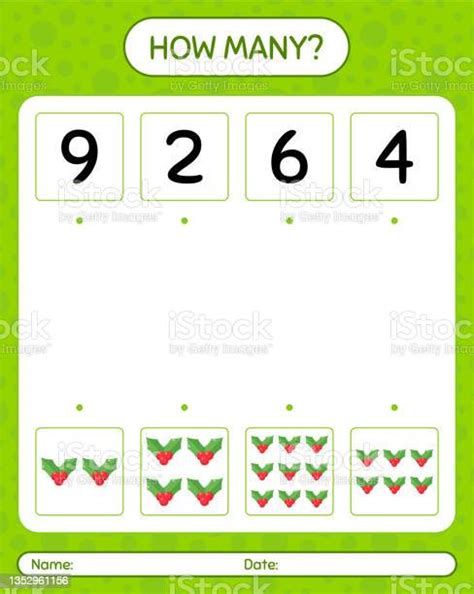 얼마나 많은 홀리 베리와 게임을 계산 유치원 어린이용 워크시트 어린이 활동 시트 0명에 대한 스톡 벡터 아트 및 기타 이미지 0명 검색 공부 Istock