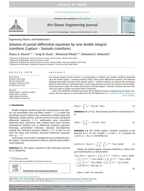 Pdf Solution Of Partial Differential Equations By New Double Integral Transform Laplace