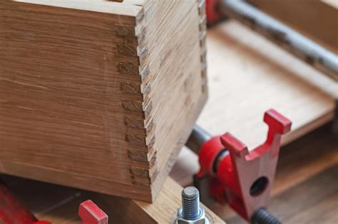 premium photo angular connection of a wooden box making a box in