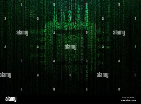 cyber processor with green binary code technological background cpu