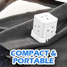 Tuare Cube Extension Lead With 4 USB Slots 2M Extension Cable 5 AC Ports Surge Protected 13A