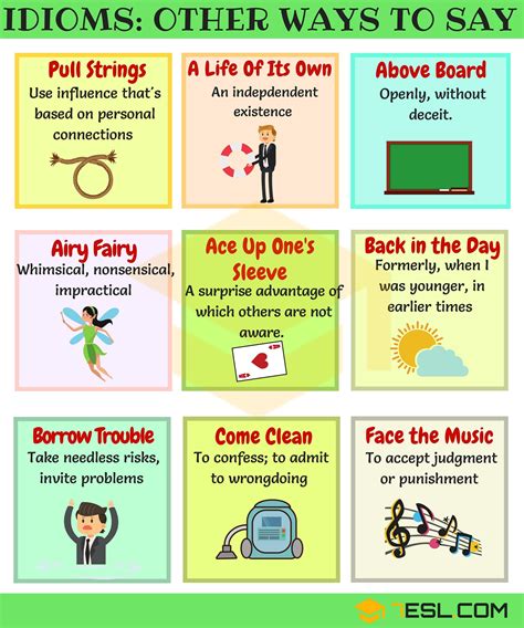 100+ Useful Idiomatic Expressions from A-Z with Examples • 7ESL | Idiomatic expressions, English ...