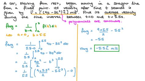 Question Video Finding The Average Velocity Based On Time And The Velocity Expression Nagwa