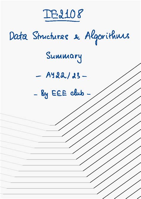 Ie2108 Data Structure And Algorithm Summary Elos Data Structures And Algorithms Summary Al22