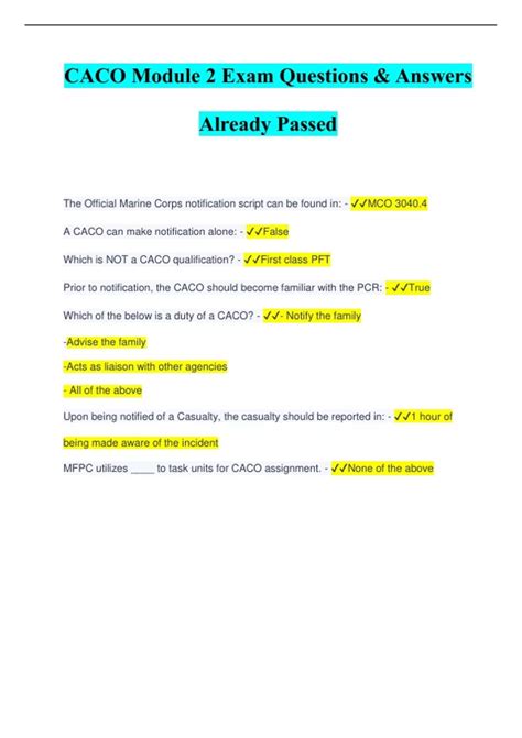 Caco Module 2 Exam Questions And Answers Already Passed Caco Stuvia Us
