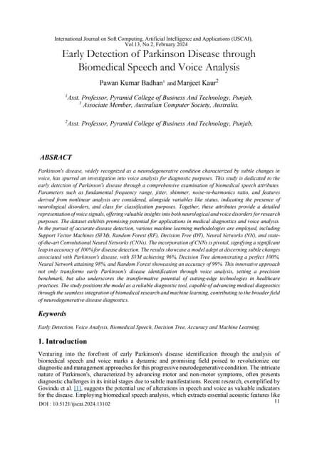 Vasanth Parkinson Disease Detection Using Mern Pptx