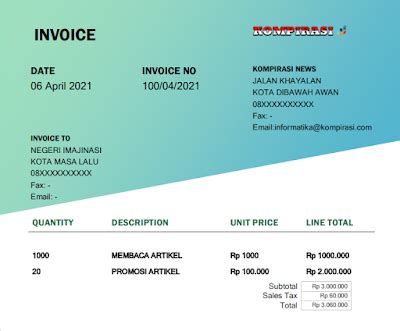 Cara Membuat Invoice Di Word Gratis Dan Lengkap | PIPIndo