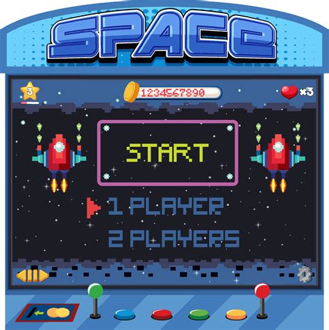 Retro Arcade Pixel Space Game Interface 5186793 Vector Art At Vecteezy