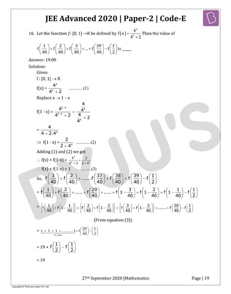 Jee Advanced 2020 Maths Paper 2 Solutions Download Pdf