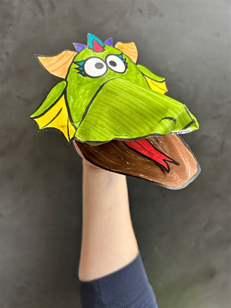 Paper Dragon Puppet Digital Download Puppet Pie