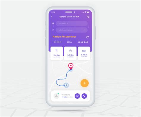 map gps navigation app ux ui concept mobile map application
