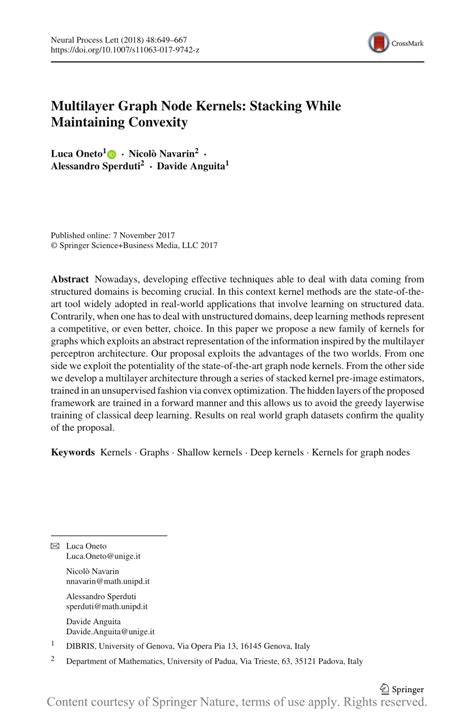 multilayer graph node kernels stacking while maintaining convexity