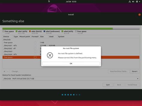 No Root File System Is Defined When Installing Ubuntu Fixed