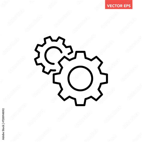 Black Single Gear Setting Line Icon Simple Cog Wheel Flat Design Vector Pictogram Infographic