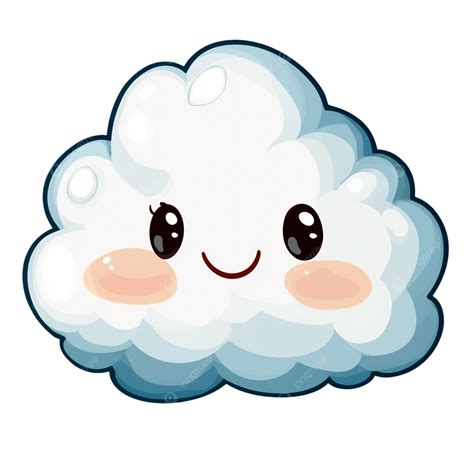 Cartoon Cloud Character With Cute Blushing Face Cute Smiling Cloud