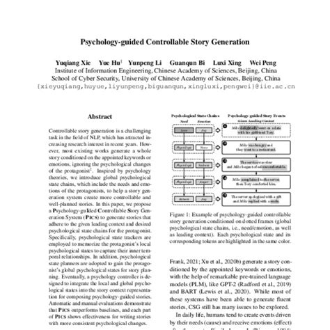 psychology guided controllable story generation acl anthology