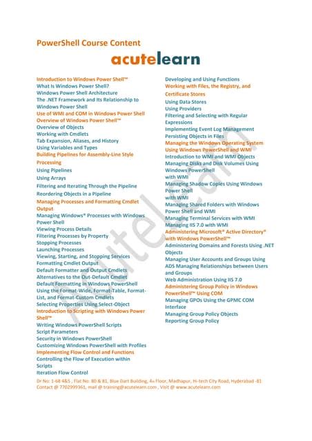 Powershell Training In Hyderabad Pdf