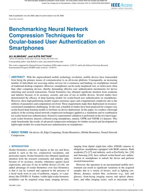 Pdf Benchmarking Neural Network Compression Techniques For Ocular Based User Authentication On
