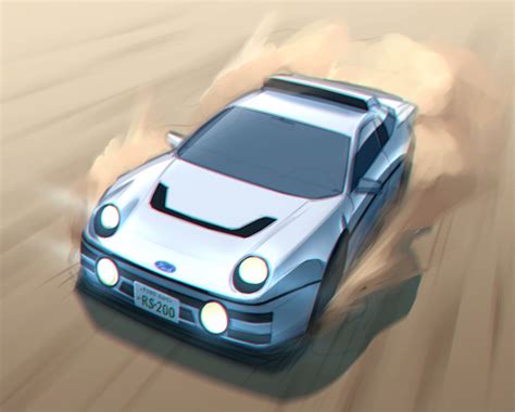 Safebooru Car Chromatic Aberration Desert Driving Dust Ford Ford