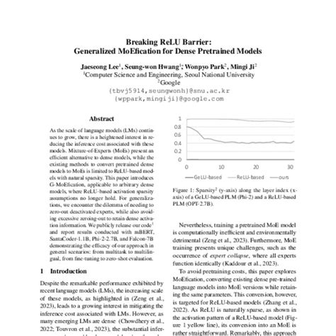 Breaking Relu Barrier Generalized Moefication For Dense Pretrained Models Acl Anthology