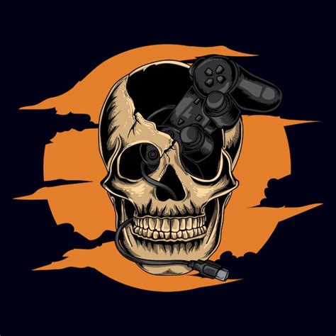 Premium Vector Art Work Illustration And T Shirt Design Human Human Skull With Controller Game