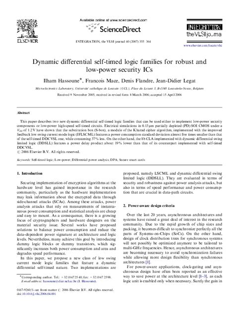 Pdf Dynamic Differential Self Timed Logic Families For Robust And Low Power Security Ics