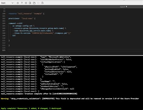 Terraform Provider Azure Create Container Web App Without Setting Linux Fx Version Stack
