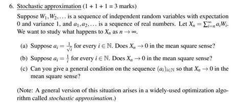 Solved Stochastic Approximation 1113 Marks Suppose