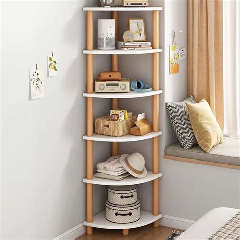 Corner Bookshelf Bookcase Shelf Simple Household Triangle Shelf Living Room Side Cabinet