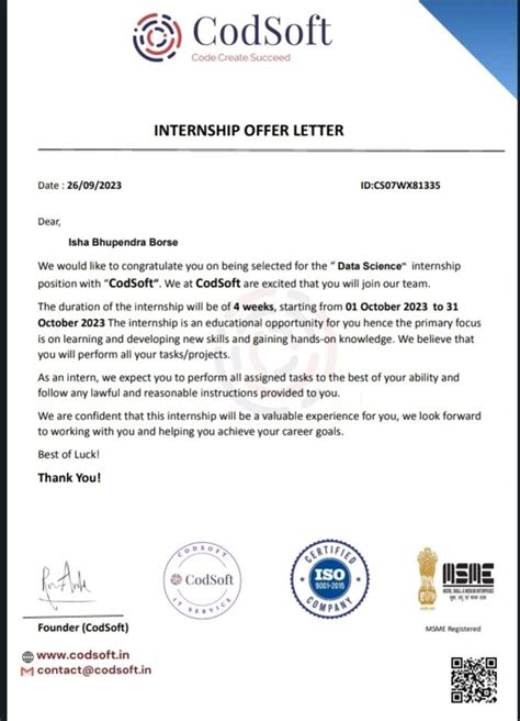 Isha Borse On Linkedin Codsoft Codsoft Datascience Intern2023